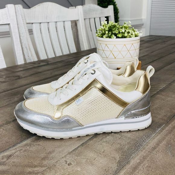 Michael Kors | Shoes | Michael Kors Gold Silver Mesh Fashion Sneakers 9 ...